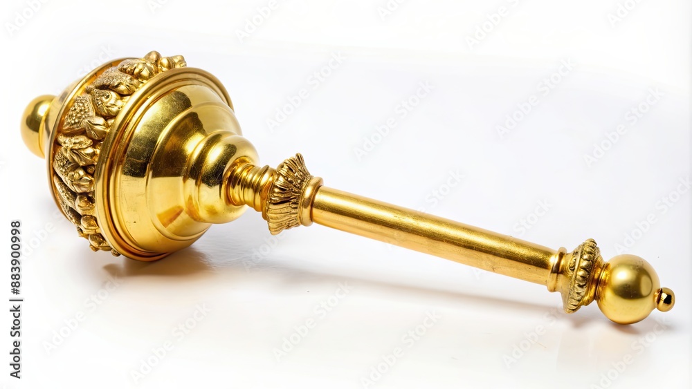 Ancient gold mace isolated on white background, antique, weapon ...