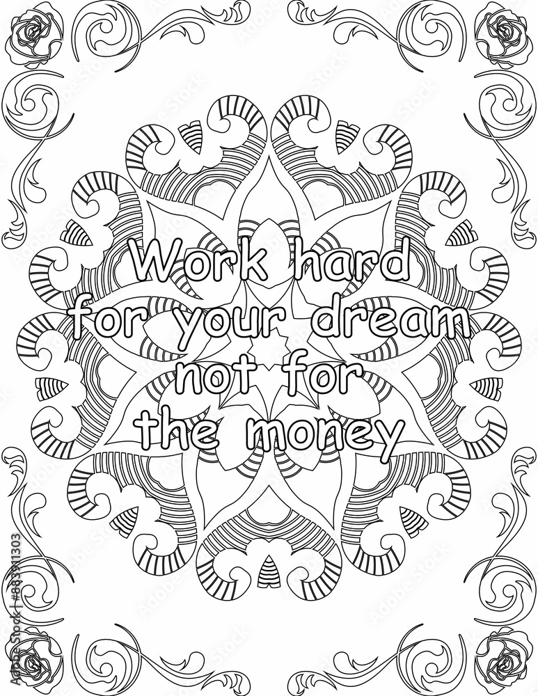 Printable mandala coloring page for kids and adults with motivational ...