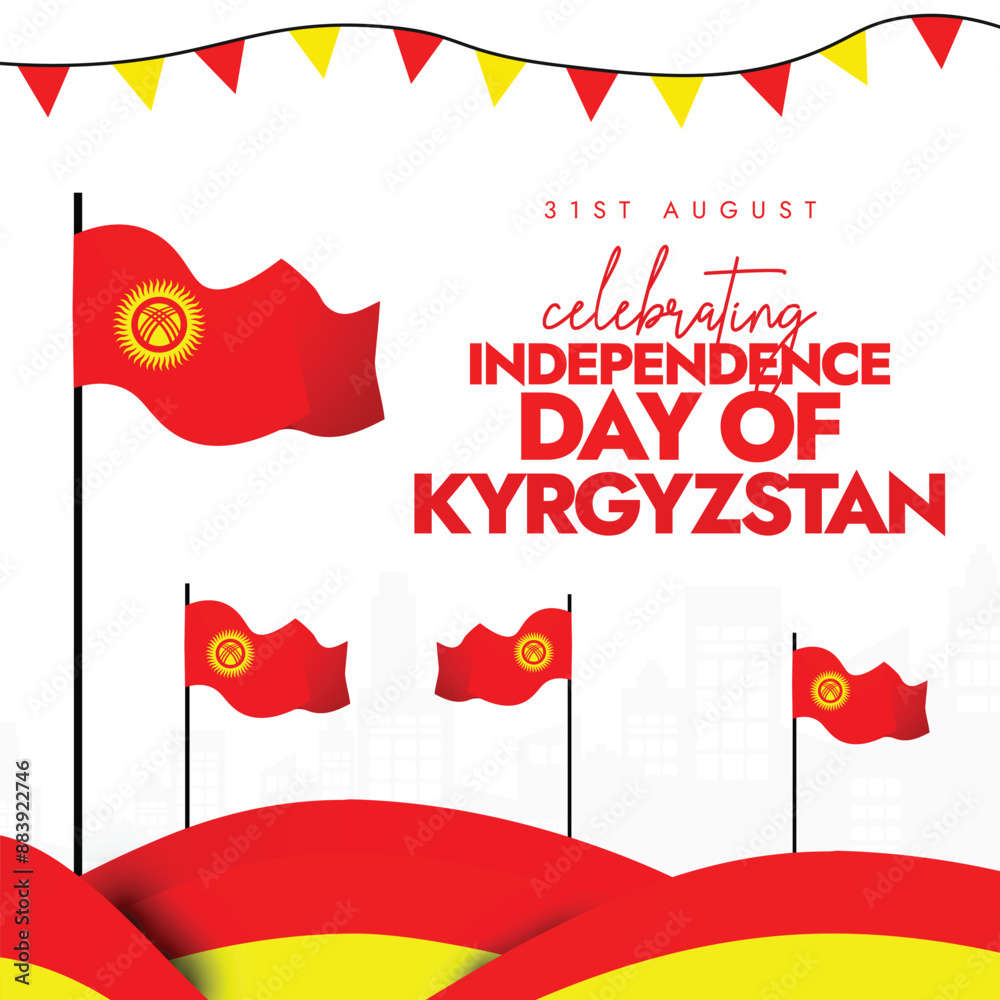 Kyrgyzstan Independence Day, 31st August background, banner, post ...
