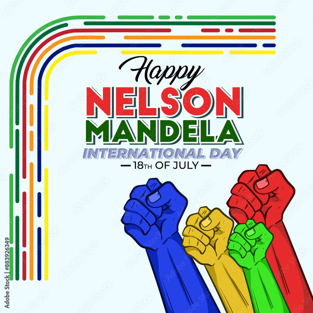 Banner Celebrate International Nelson Mandela Day July 18. Text design ...