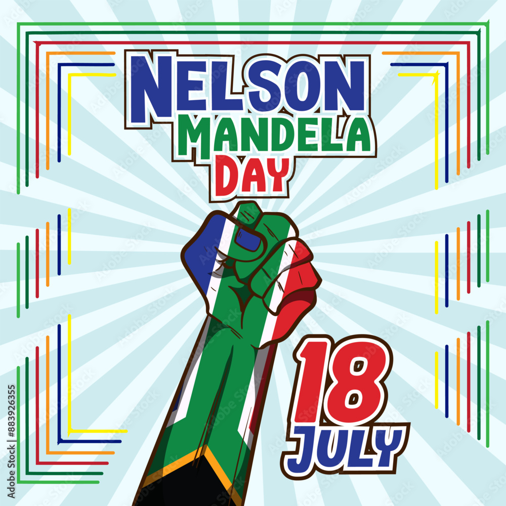 Banner Celebrate International Nelson Mandela Day July 18. Text design ...
