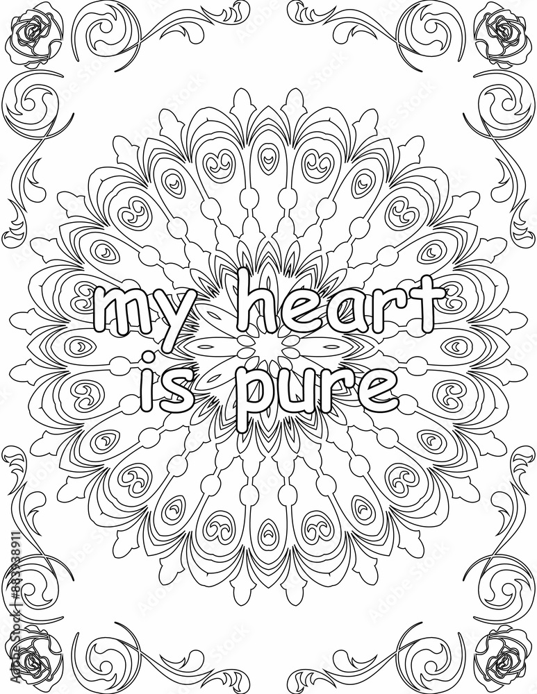 Printable mandala coloring page for kids and adults with motivational ...