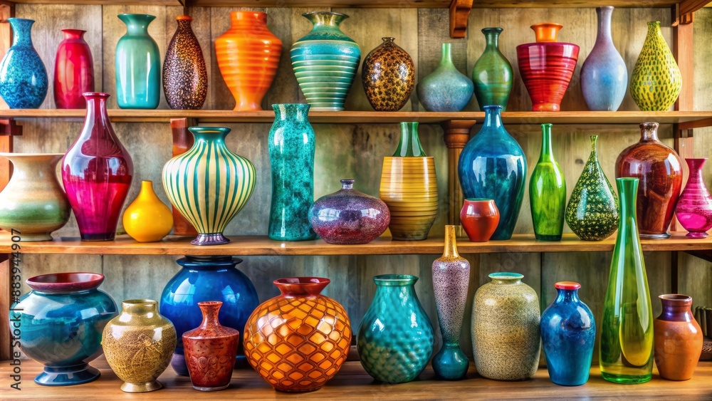 Colorful, assorted vases in various shapes, sizes, and materials ...
