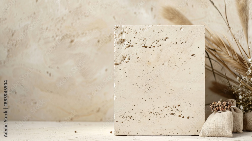 front angle shot close up empty minimalistic nature stone podium soft ...