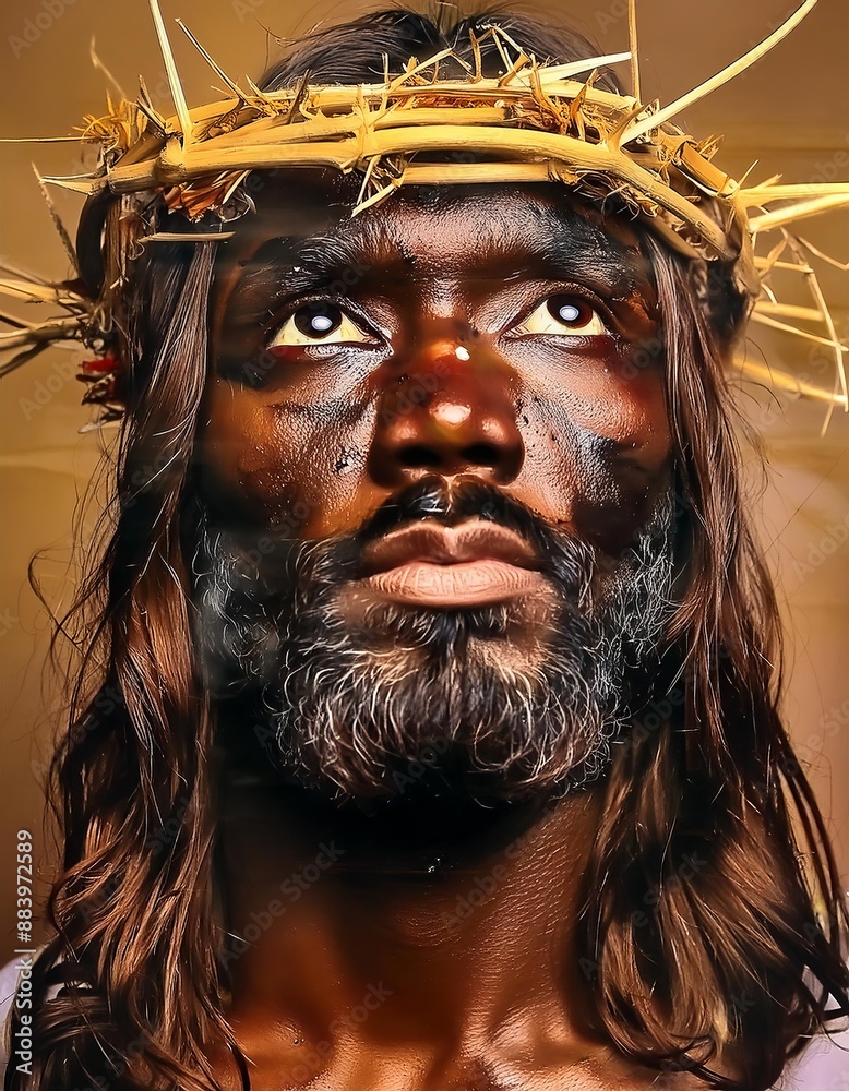 Portrait of African Christ - Depiction of Black Jesus Christ - Peaceful ...