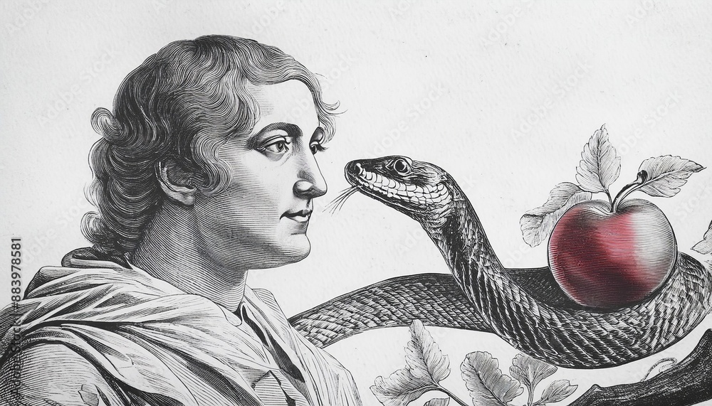 The Forbidden Fruit - The Red Apple of Garden of Eden - The Snake ...