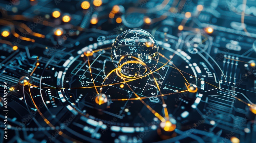 Modern devices and technologies used in atomic research, along with ...