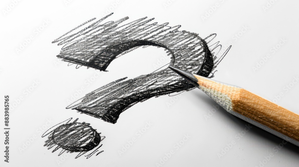 Pencil drawing of a question mark, isolated on white Stock Illustration ...