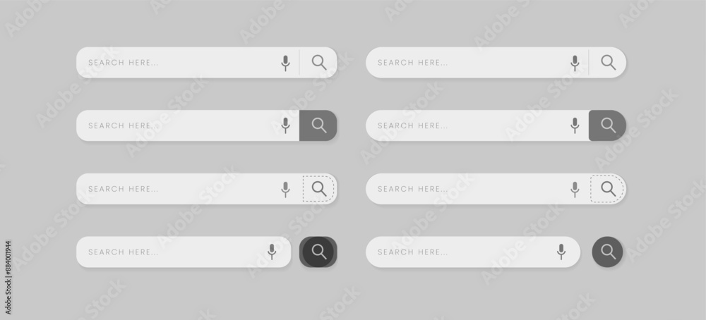 Set of search address and navigation bars with obtuse and rounded ...