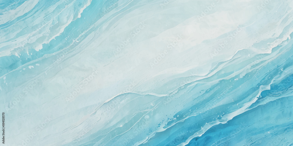 Vector watercolor ocean wave line blue and white background. Ocean sea ...