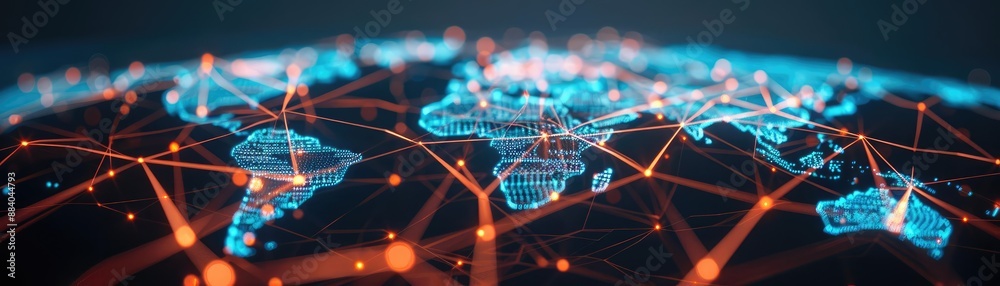 3D rendering of interconnected global economies, highlighting trade ...