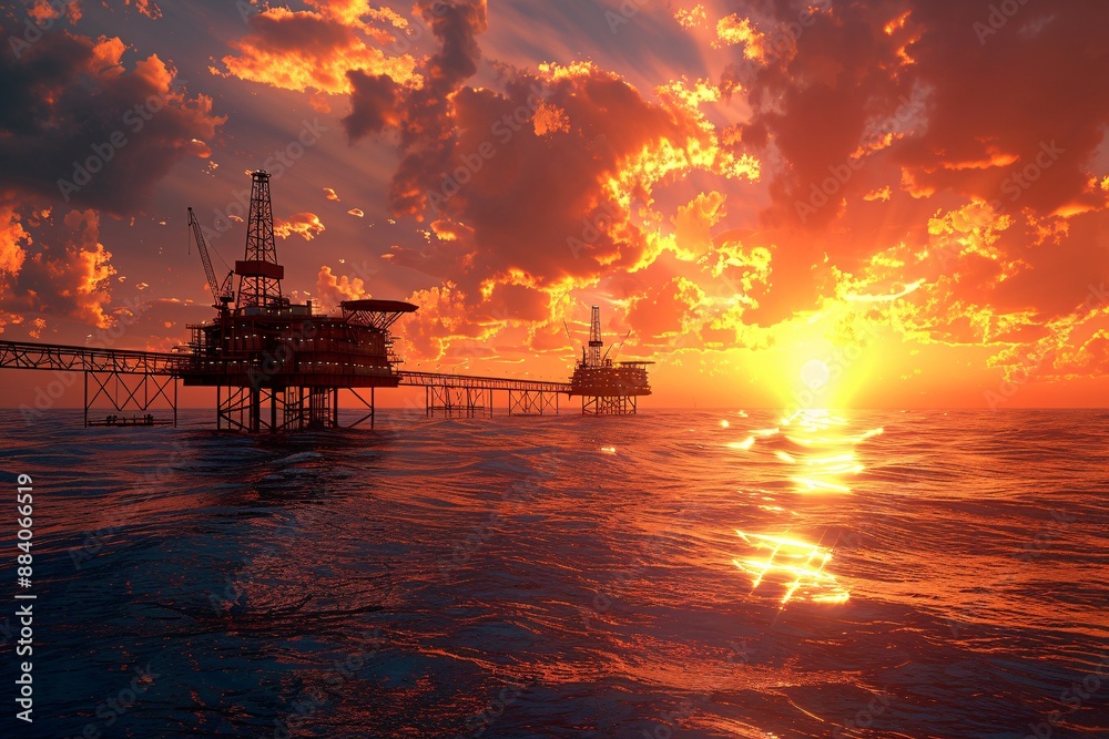 Offshore drilling platforms. Oil reserves. Production of unrefined oil ...
