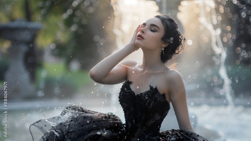 Fashionable and beautiful young girl, lady, or super model in an ...