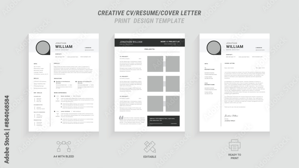 Multipurpose Clean Modern Resume and Cover Letter Design Template with ...