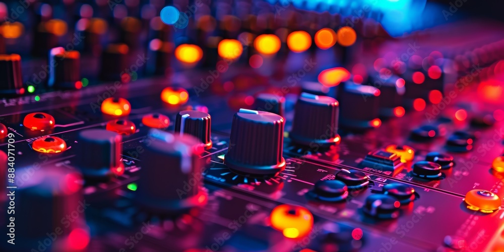 Sound mixer, control room, and board in radio, broadcast, or scale ...