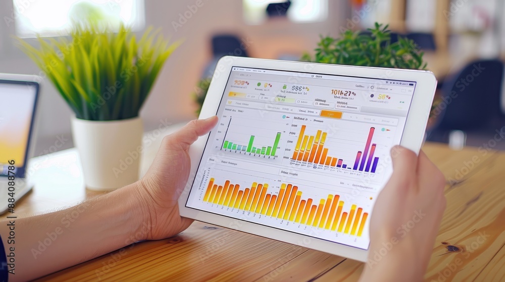 Professional ipad view with social media analytics, showing effective ...