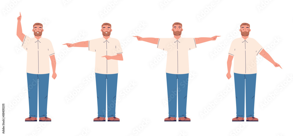 Man pointing direction. Businessman finger arm gesture showing index ...