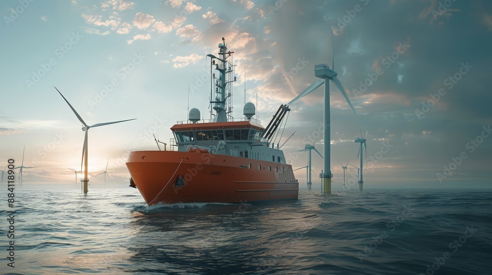 Capture an offshore wind farm service vessel with robotic maintenance ...