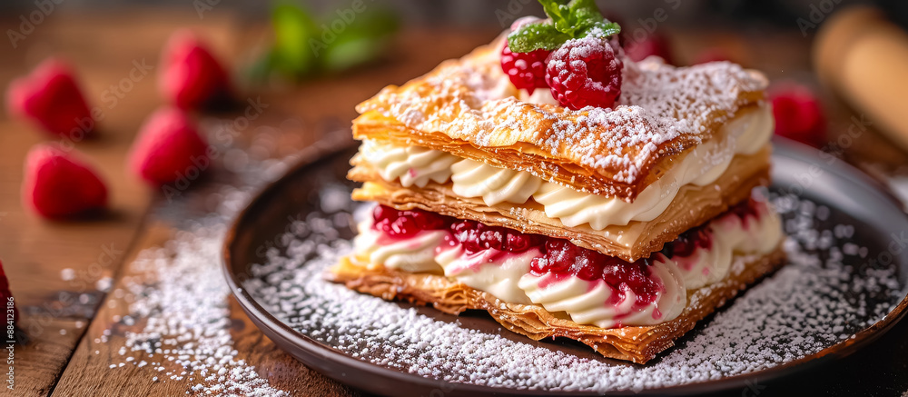 Napoleon, also known as Mille Feuille, is a French pastry made with ...