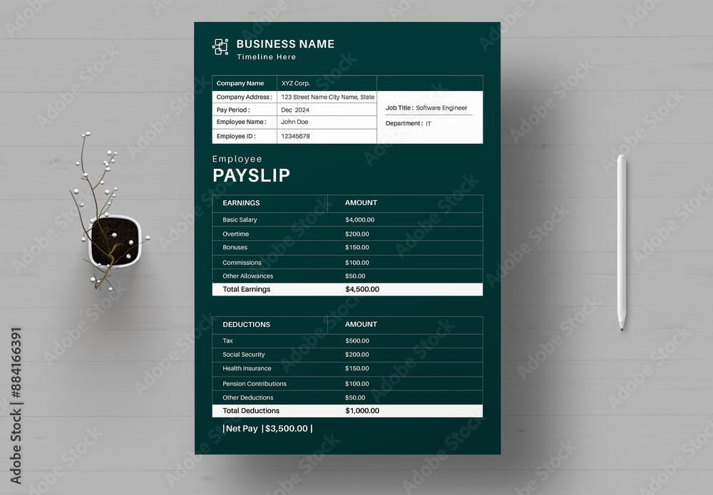 Payslip Templates Stock Template | Adobe Stock