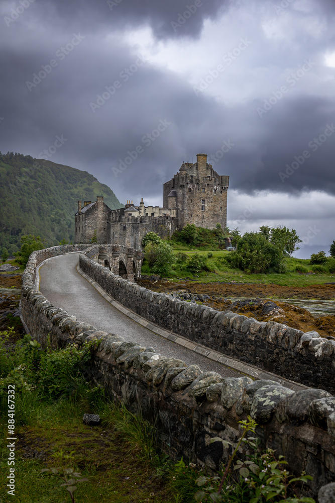 Eilean Donan a small tidal island with castle, connected by footbridge ...