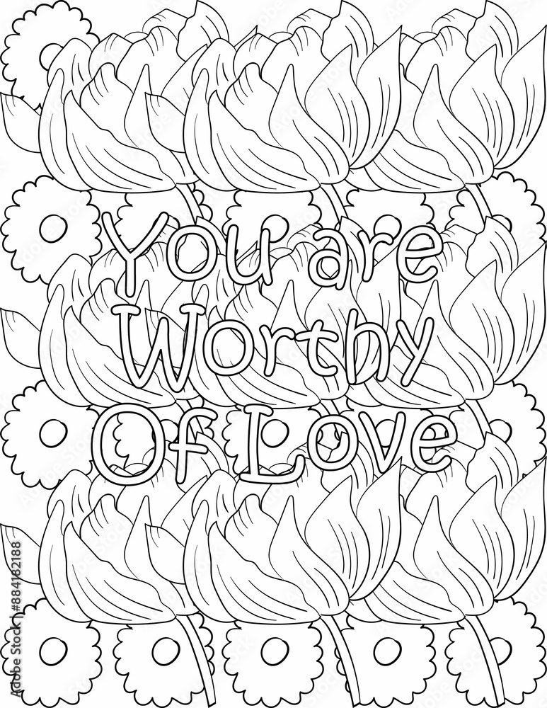 Printable floral coloring page for kids and adults with motivational ...