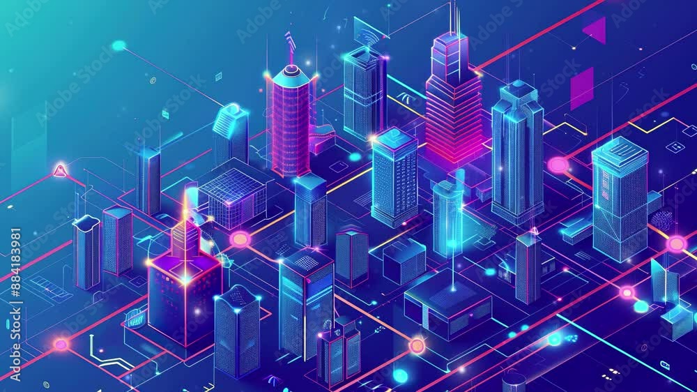 Smart city and communication network concept. Futuristic smart city ...