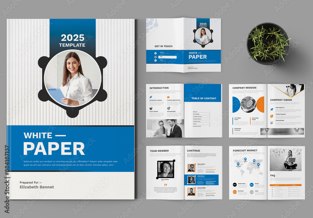 White Paper Brochure Template Layout Stock Template | Adobe Stock