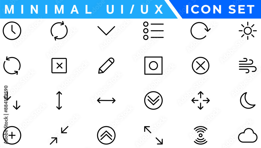 Minimalistic and simple looking glyph ui icons set for dark, light mode ...