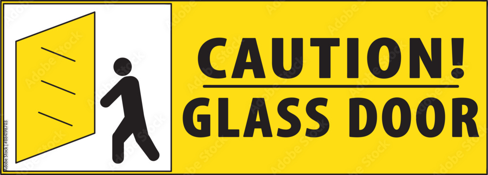 Glass door warning sign notice vector.eps Stock Vector | Adobe Stock