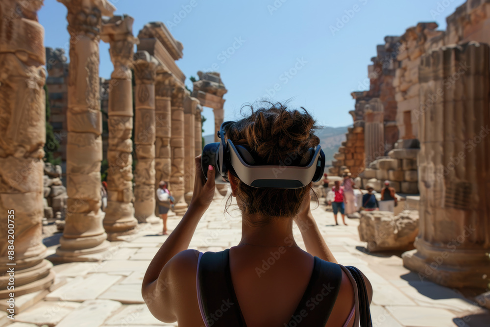 Virtual reality being used to visit historical sites in a history ...