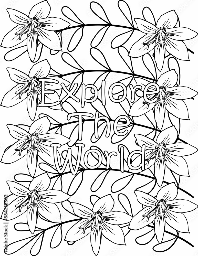 Stock-illustrationen Printable floral coloring page for kids and adults ...