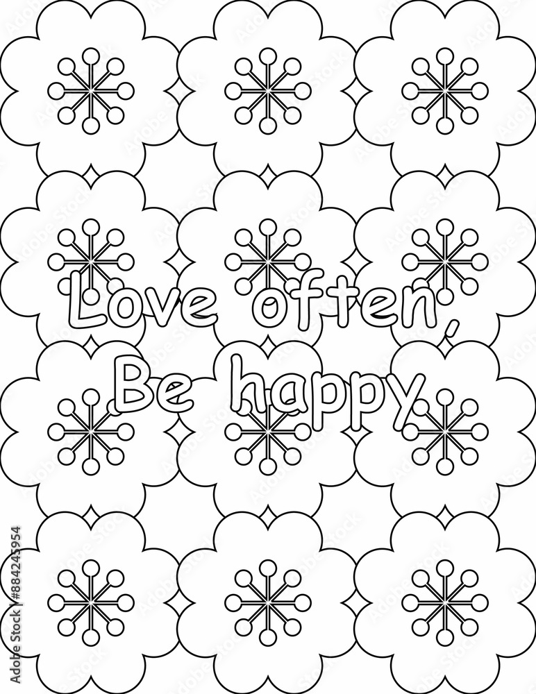 Printable floral coloring page for kids and adults with motivational ...