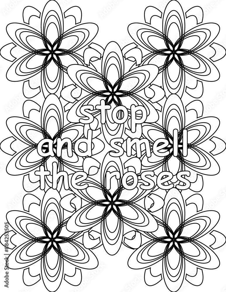 Printable floral coloring page for kids and adults with motivational ...