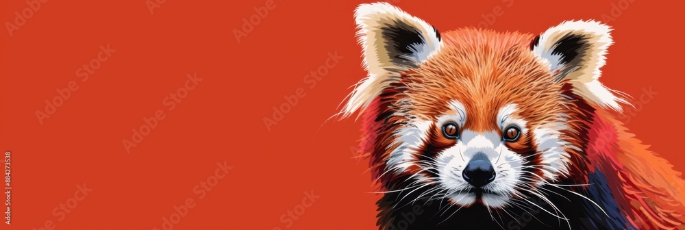 International Red Panda Day. Horizontal banner. Red panda on a red ...