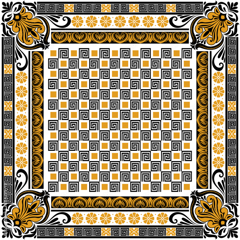 Beautiful design of silk scarf with traditional ancient Greek patterns ...