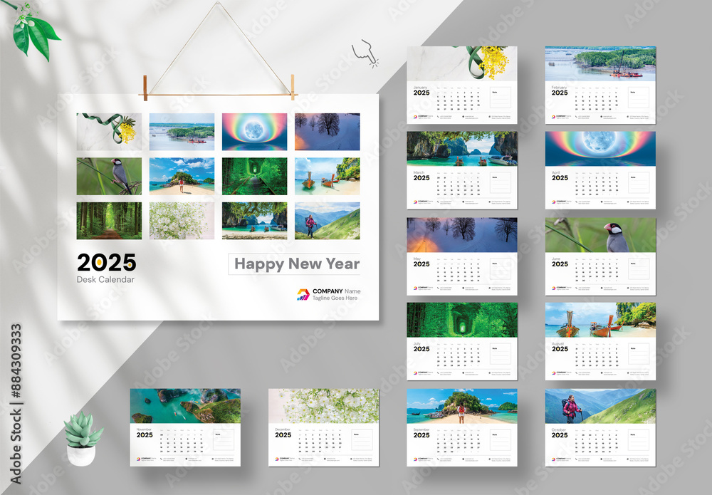 Desk Calendar Template 2025 Stock Template | Adobe Stock