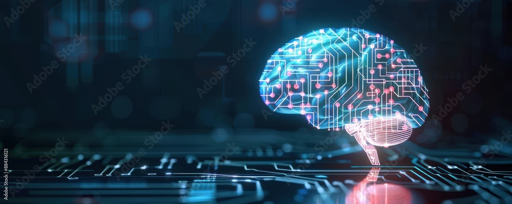 Brain with neural circuits highlighted for mental health, physiology ...