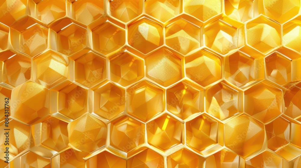 Golden Honeycomb Hexagonal Structure Close-Up Detailed close-up of a ...