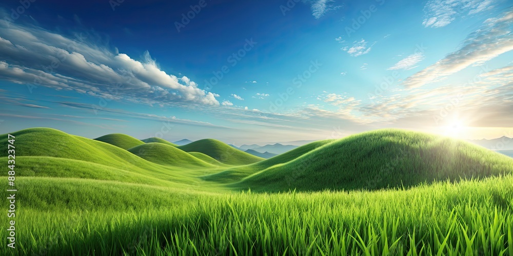 rendering of hills with grass on a background, nature, landscape ...