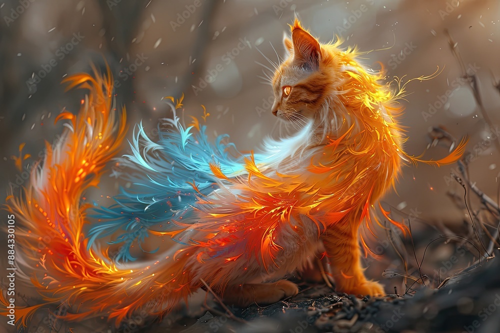 Cat Phoenix Hybrid (Nine Lives Reborn): This mythical creature embodies ...