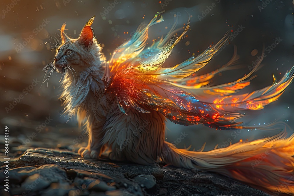 Cat Phoenix Hybrid (Nine Lives Reborn): This mythical creature embodies ...