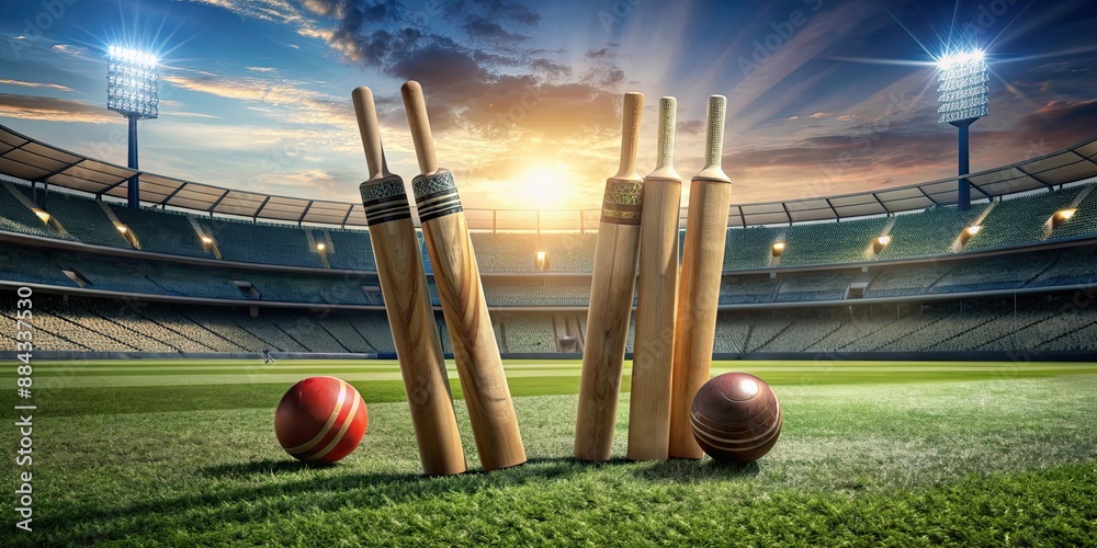 Cricket background HD with bats, balls, stumps, and field, cricket ...