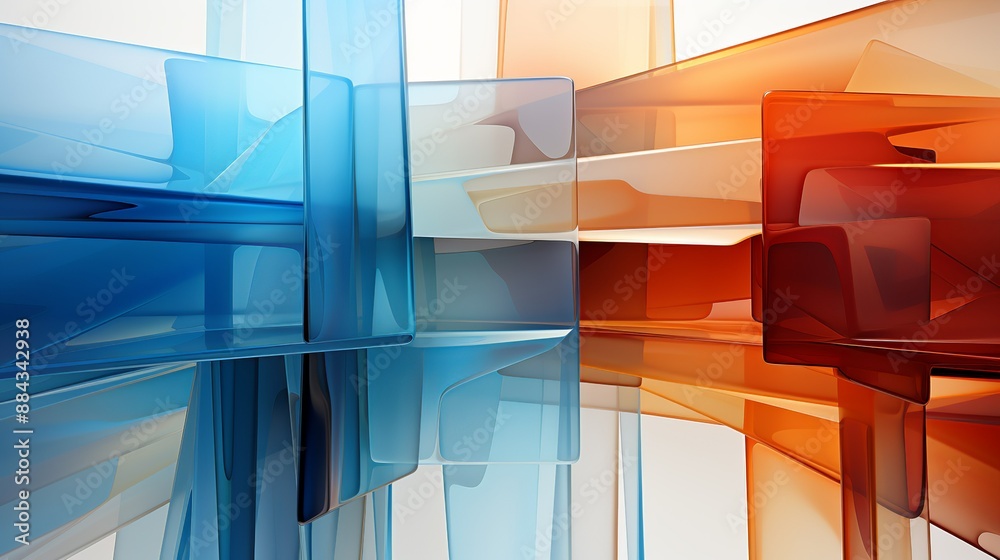 Layers of transparent shapes overlapping to create a sense of depth and ...