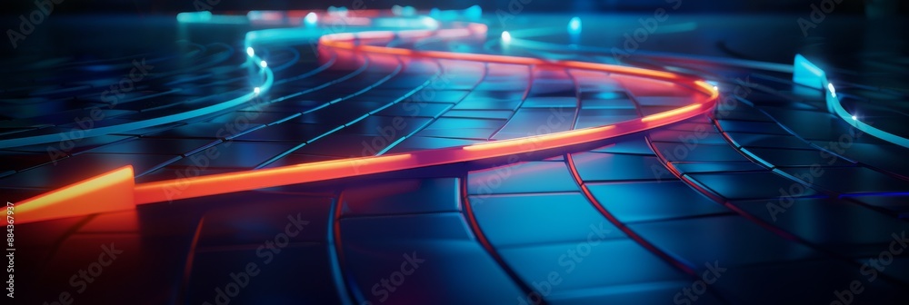 Ultra sharp photo 3D render curved arrow icon with directional symbols ...