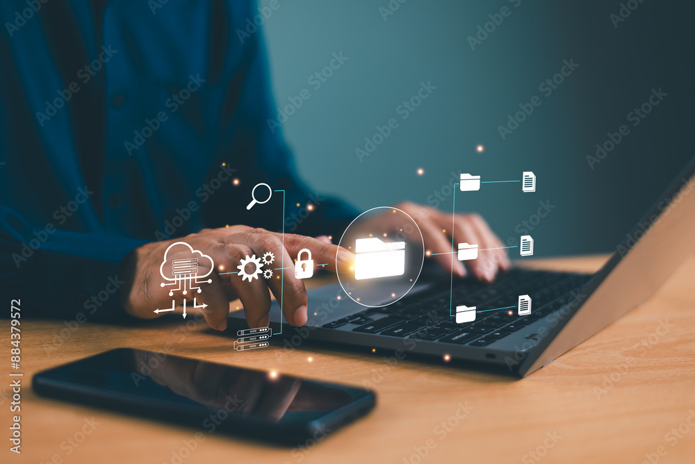 DMS concept, Document Management System. Online software process store ...