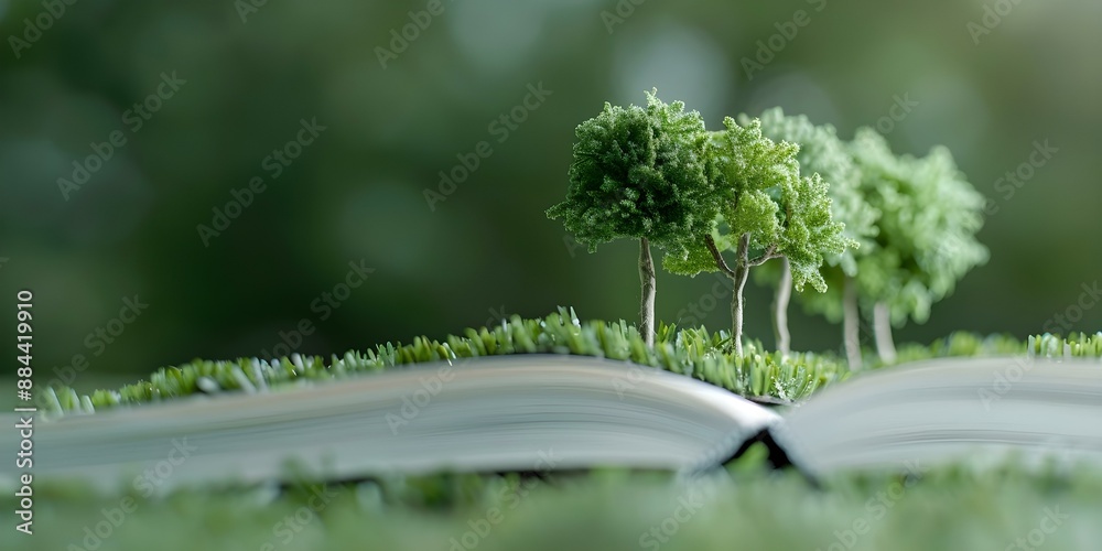 Creative depiction of International Literacy Day trees with book leaves ...