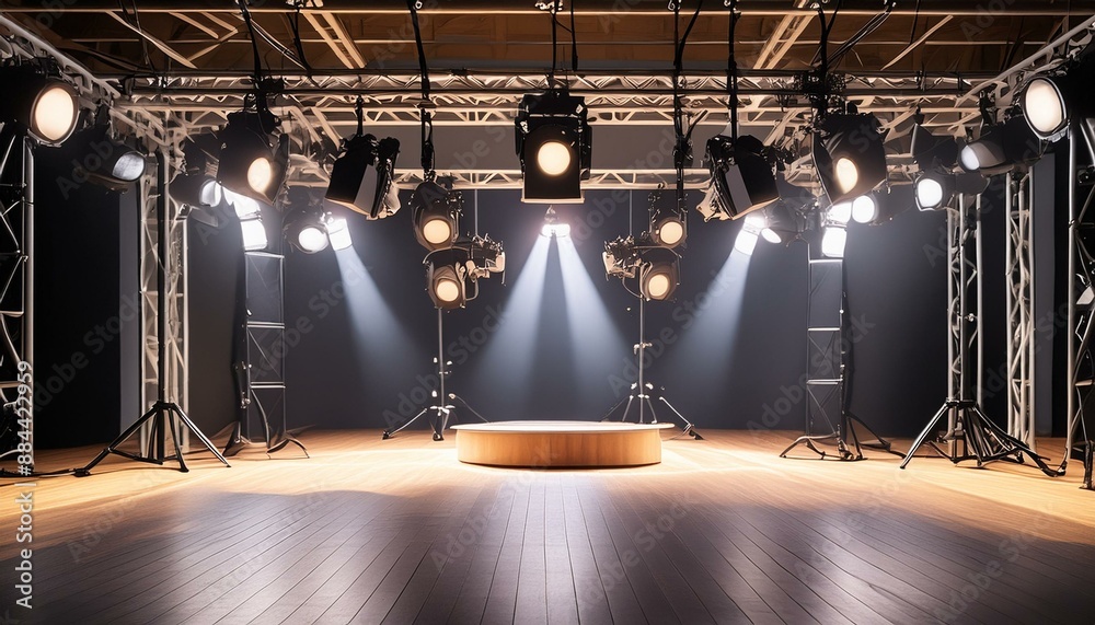 Foto de Empty stage with professional lighting rig - A modern stage set ...