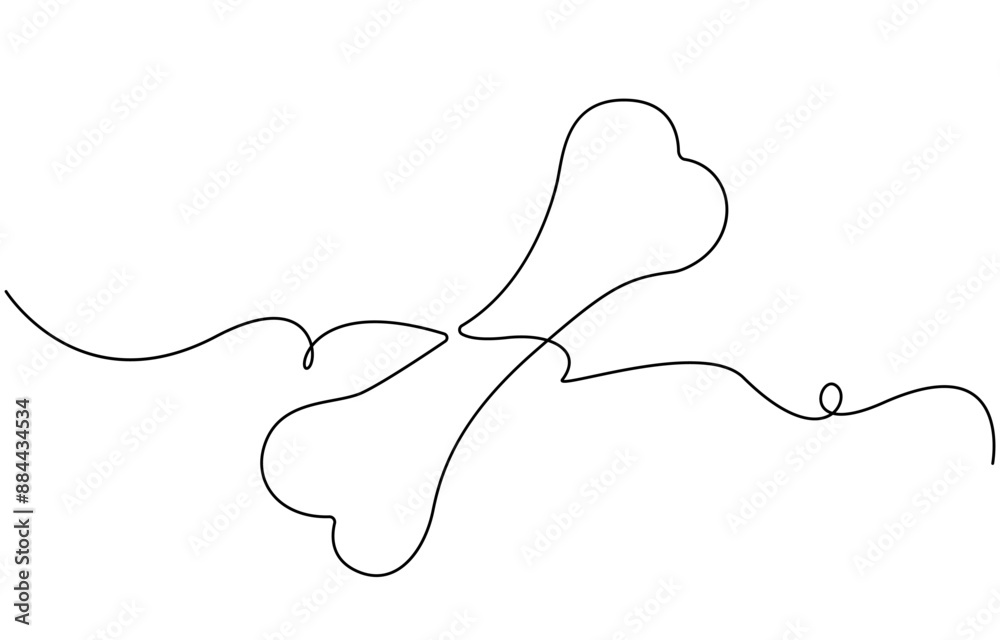 Continuous line drawing of human bone. Line art of dog bone. One line ...
