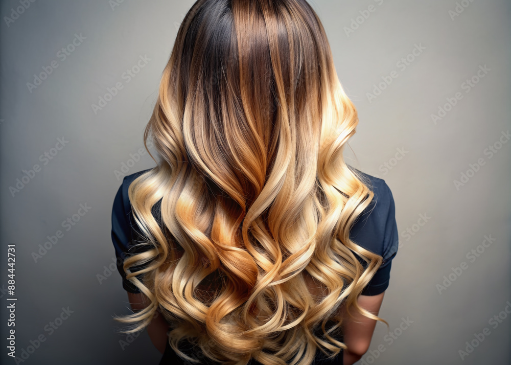 Stunning ombre hair cascades down a woman's back, showcasing a gradual ...